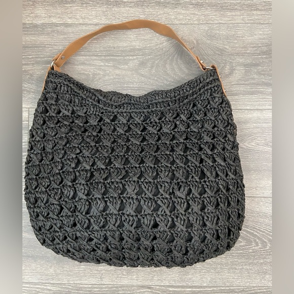 Magid | Bags | Magid Black Paper Straw Hobo Large Shoulder Bag Nwot ...